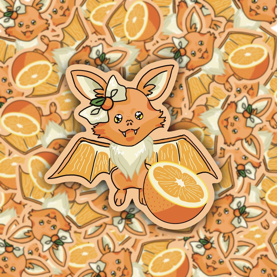 Cute Orange Fruit Bat Stickers Kawaii Nocturnal Animals - Etsy