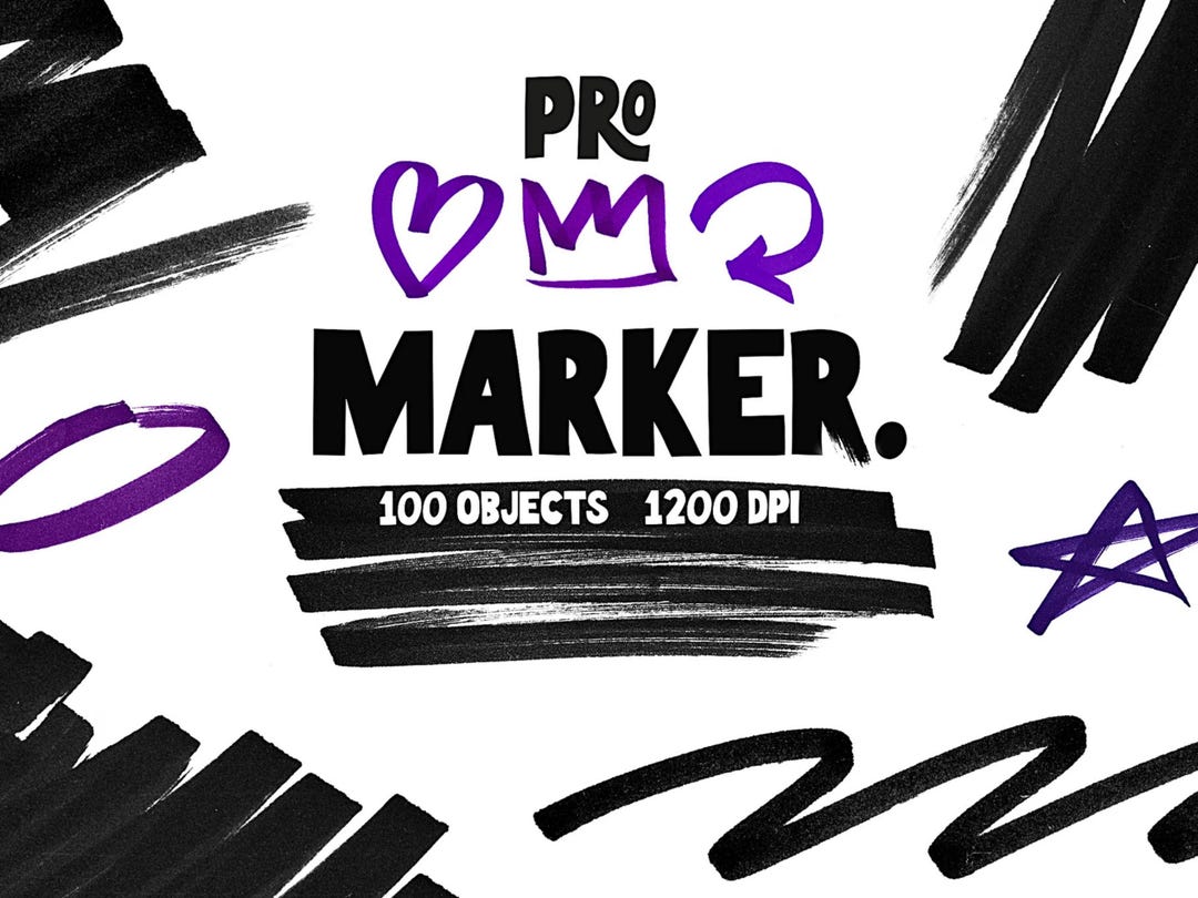 Pro Marker Objects Clipart Set | 100 Hand-drawn PNG Elements | 1200 DPI ...