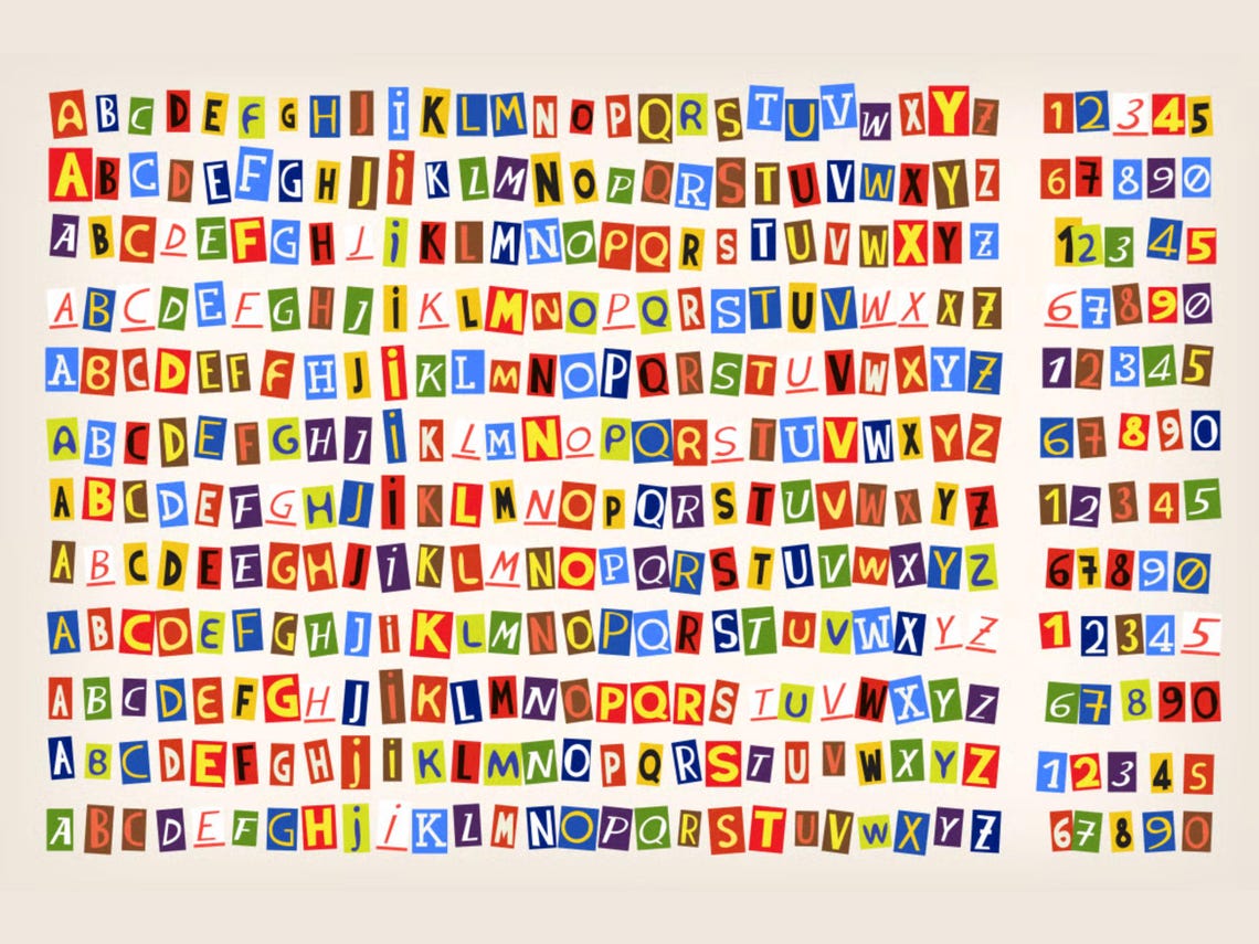 Ransom Note Letters SVG PNG, Colorful Magazine Cutouts, Newspaper ...