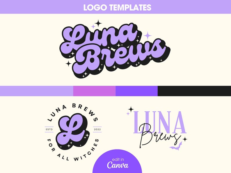 Witch Canva Logos DIY Fully Editable Template Halloween, Witchy ...