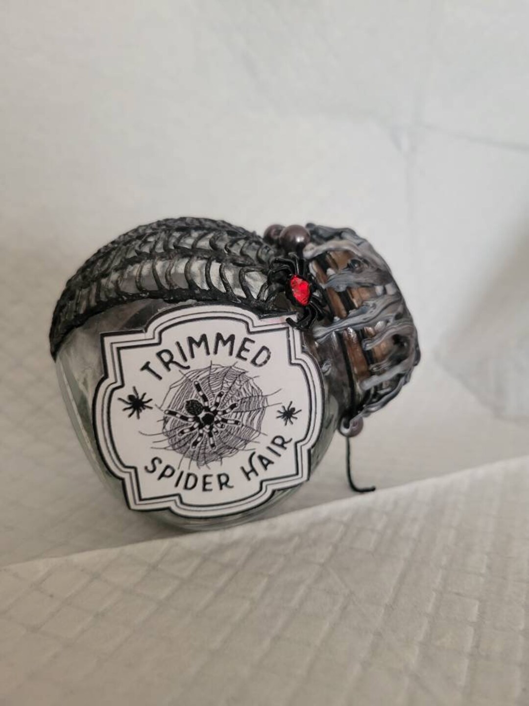 Trimmed Spider Hair Black & Gray Potion Bottle Spider Hair - Etsy