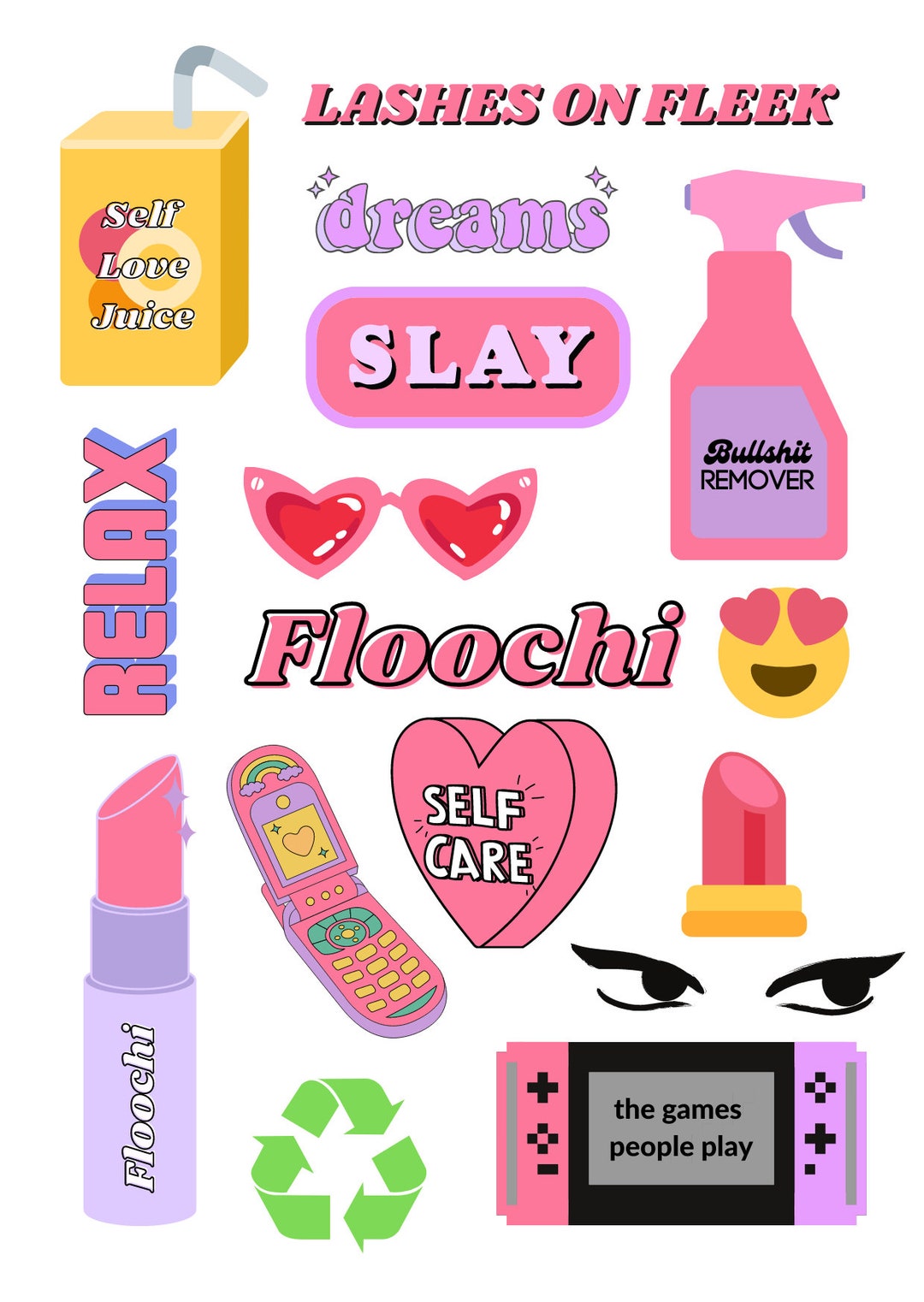 Floochi Beauty Sticker Pack | Beauty Themed Stickers, Makeup Themed ...