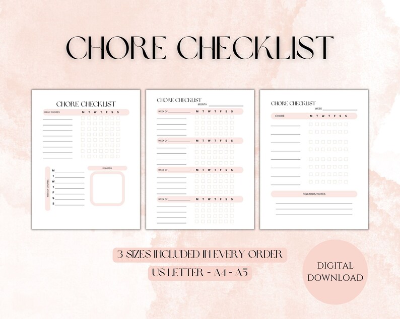 Weekly Chores Planner Checklist Weekly and Daily Planner Chores ...