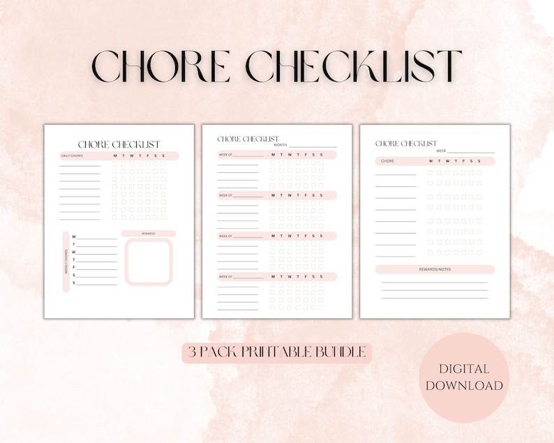 Weekly Chores Planner Checklist Weekly and Daily Planner Chores ...