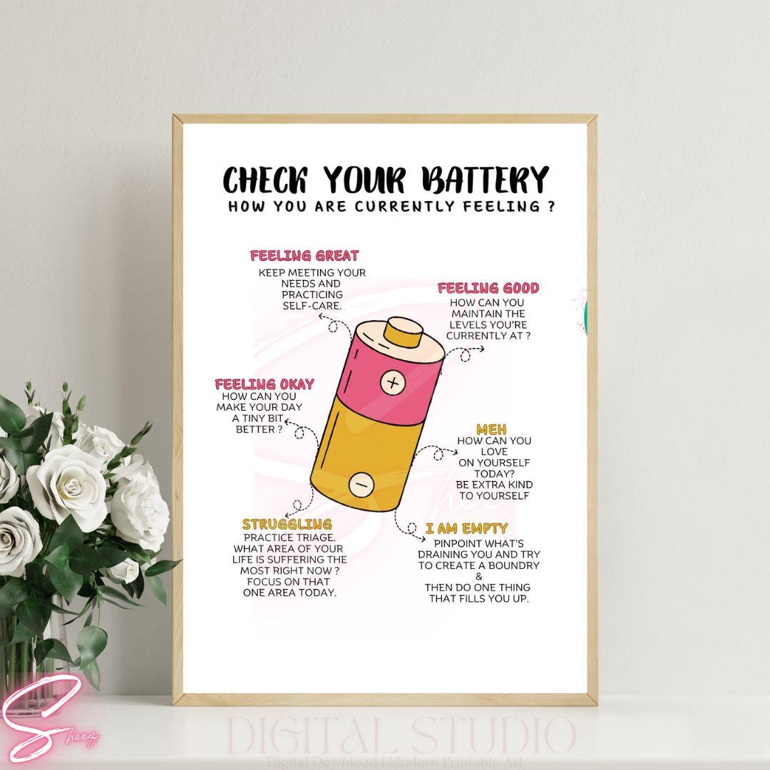 Digital Check Your Battery Poster for Emotional Regulation, Classroom ...