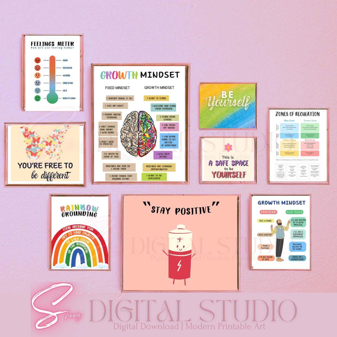 65+ School Counseling Posters Bundle – Therapy Signs & Mental Health ...