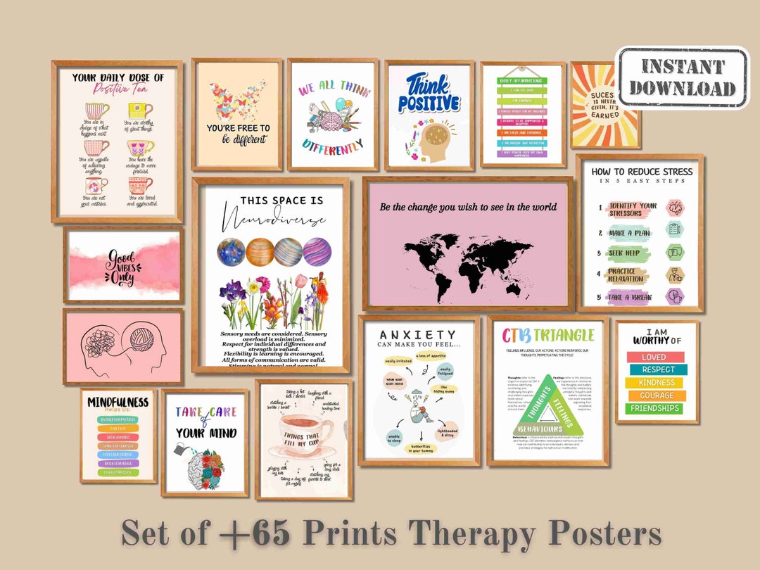 65+ School Counseling Posters |therapy Signs for Office | Mental Health ...