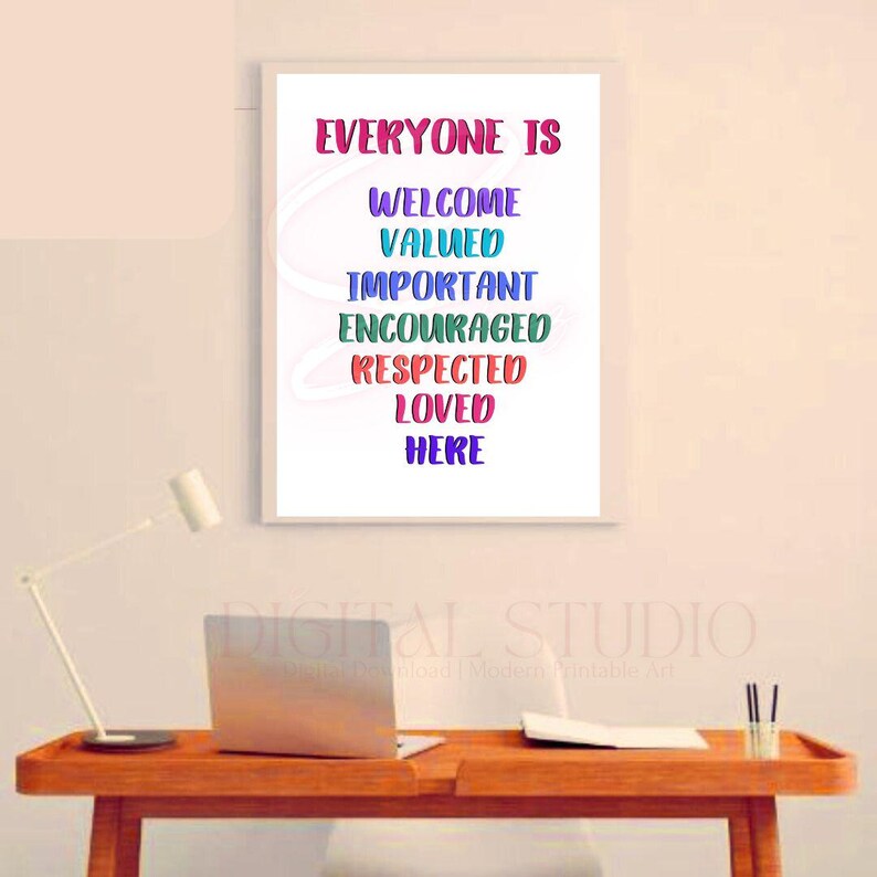 Everyone is Welcome Here Printable Wall Art, Rainbow Diversity ...