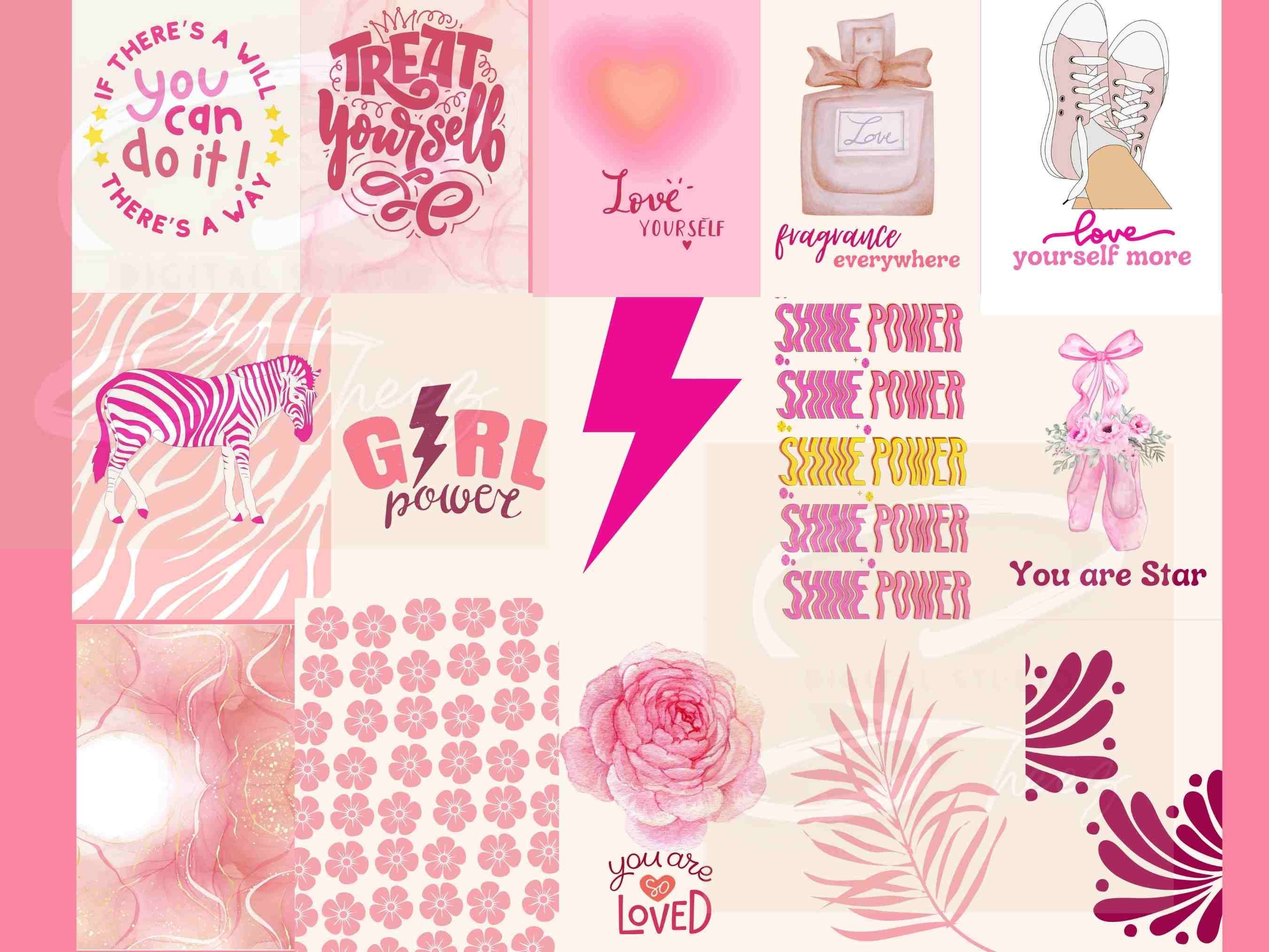 101 Preppy Aesthetic Wall Art, Pastel Preppy Wall Photo Collage, Pink ...