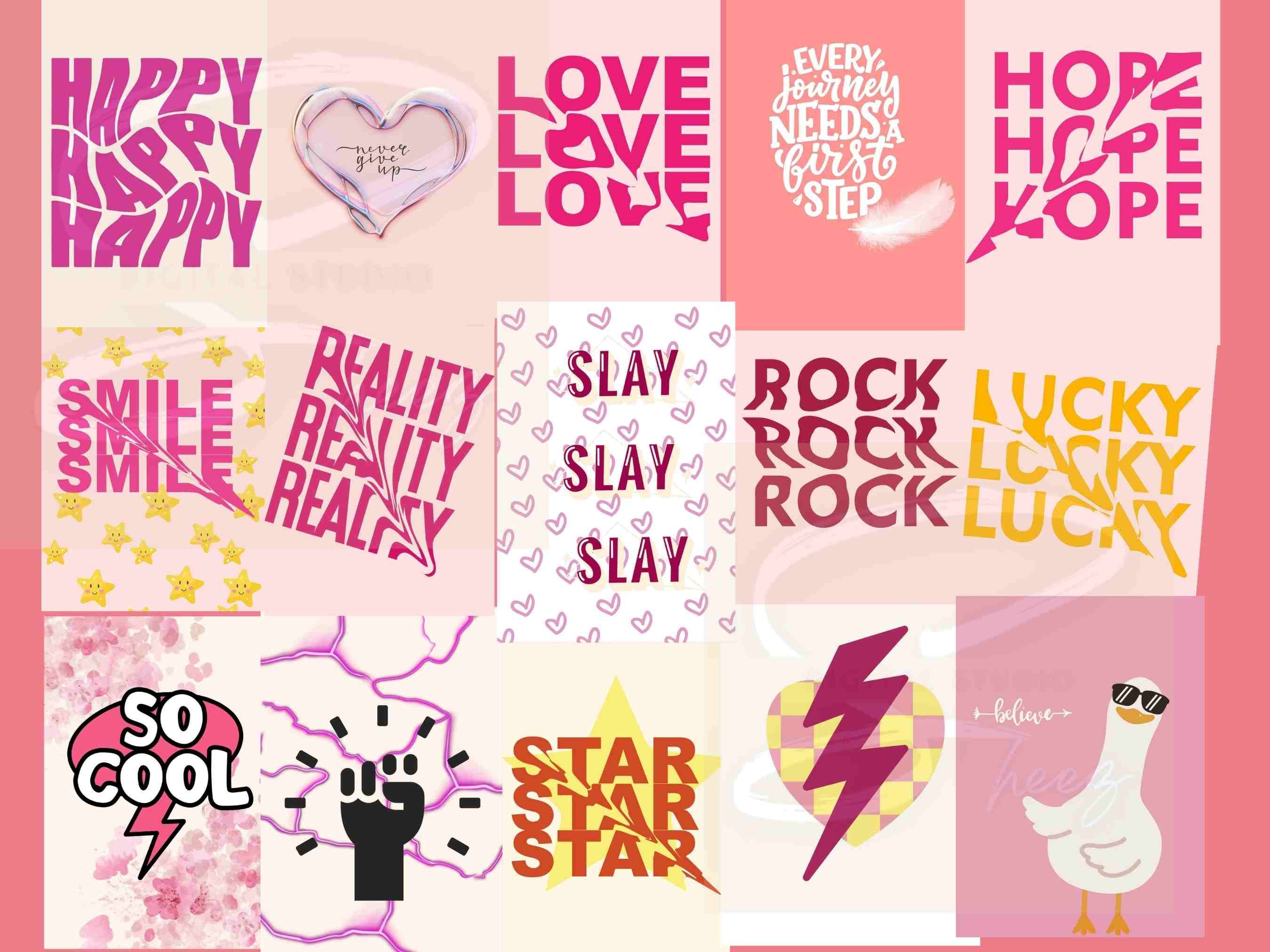 101 Preppy Aesthetic Wall Art, Pastel Preppy Wall Photo Collage, Pink ...