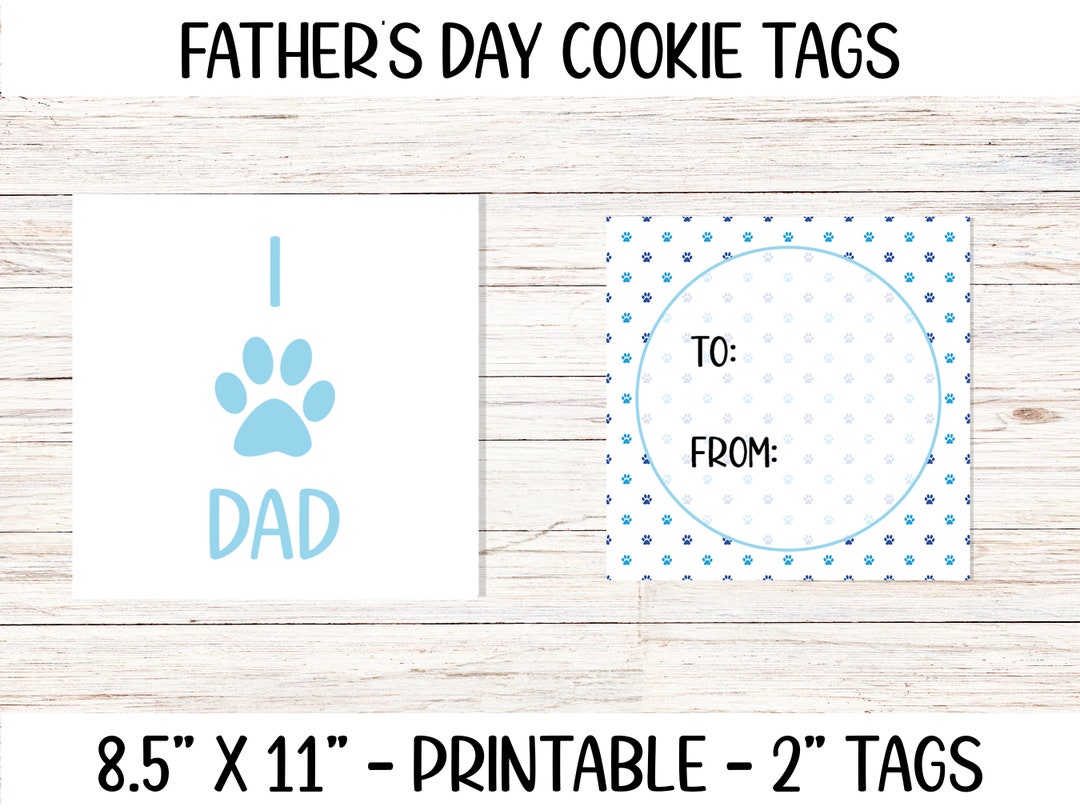 2 Square Printable Light Blue Dog Dad Cookie Tag - Etsy