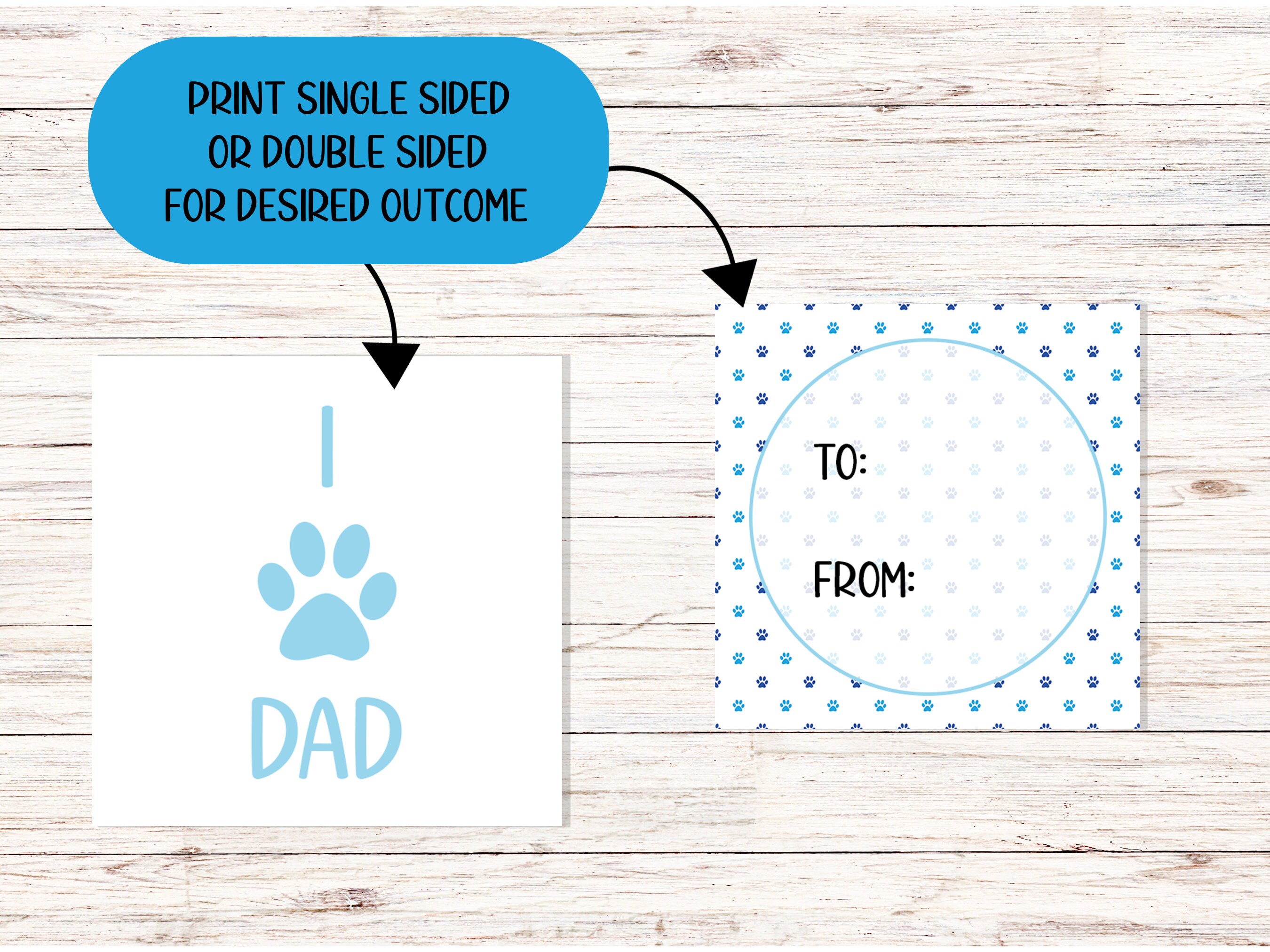 2 Square Printable Light Blue Dog Dad Cookie Tag - Etsy