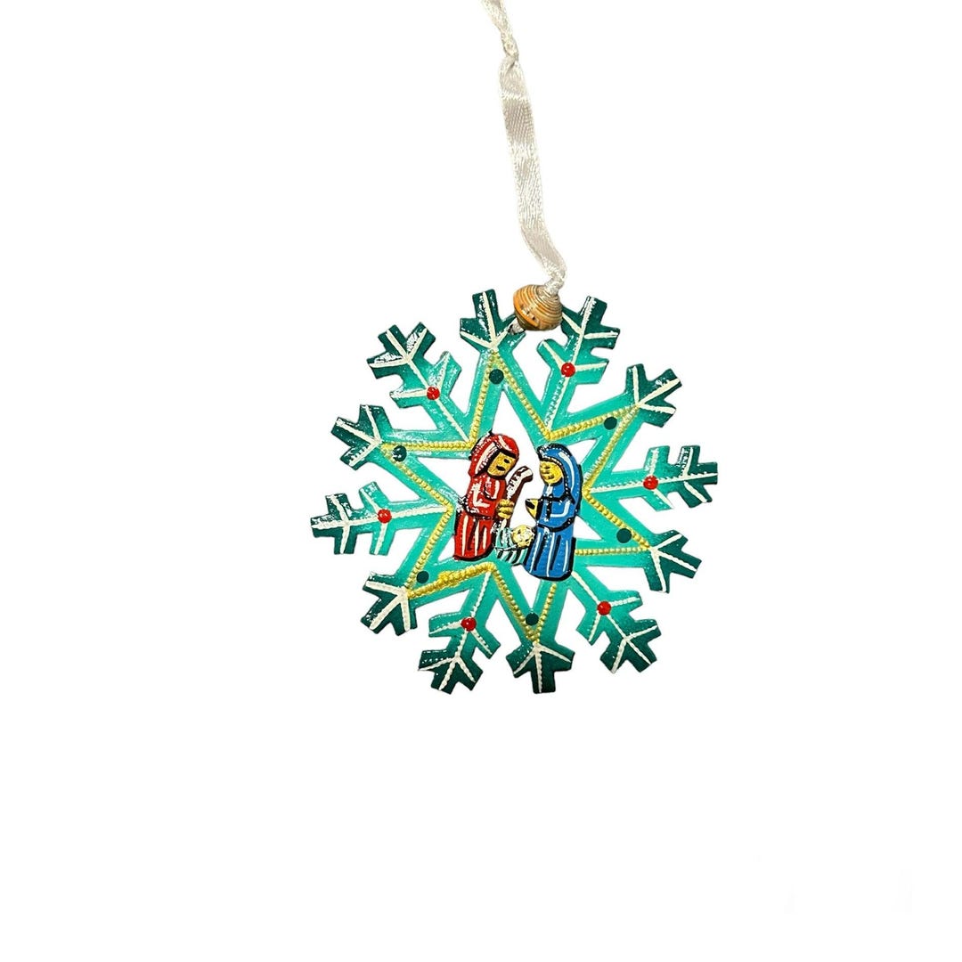 Snowflake Nativity Ornament- Turquoise - Etsy