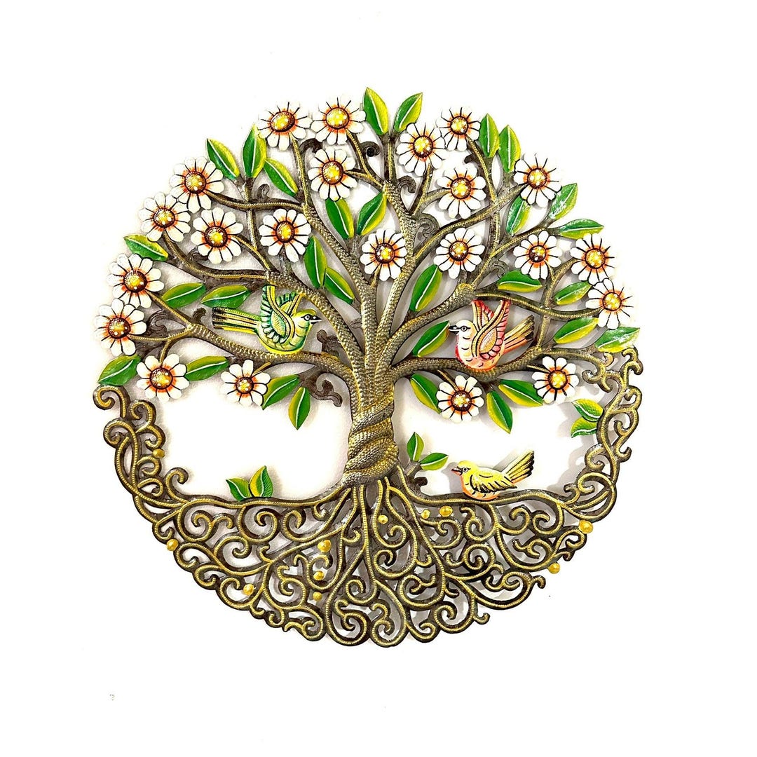 Birds and Daisies Tree of Life - Etsy