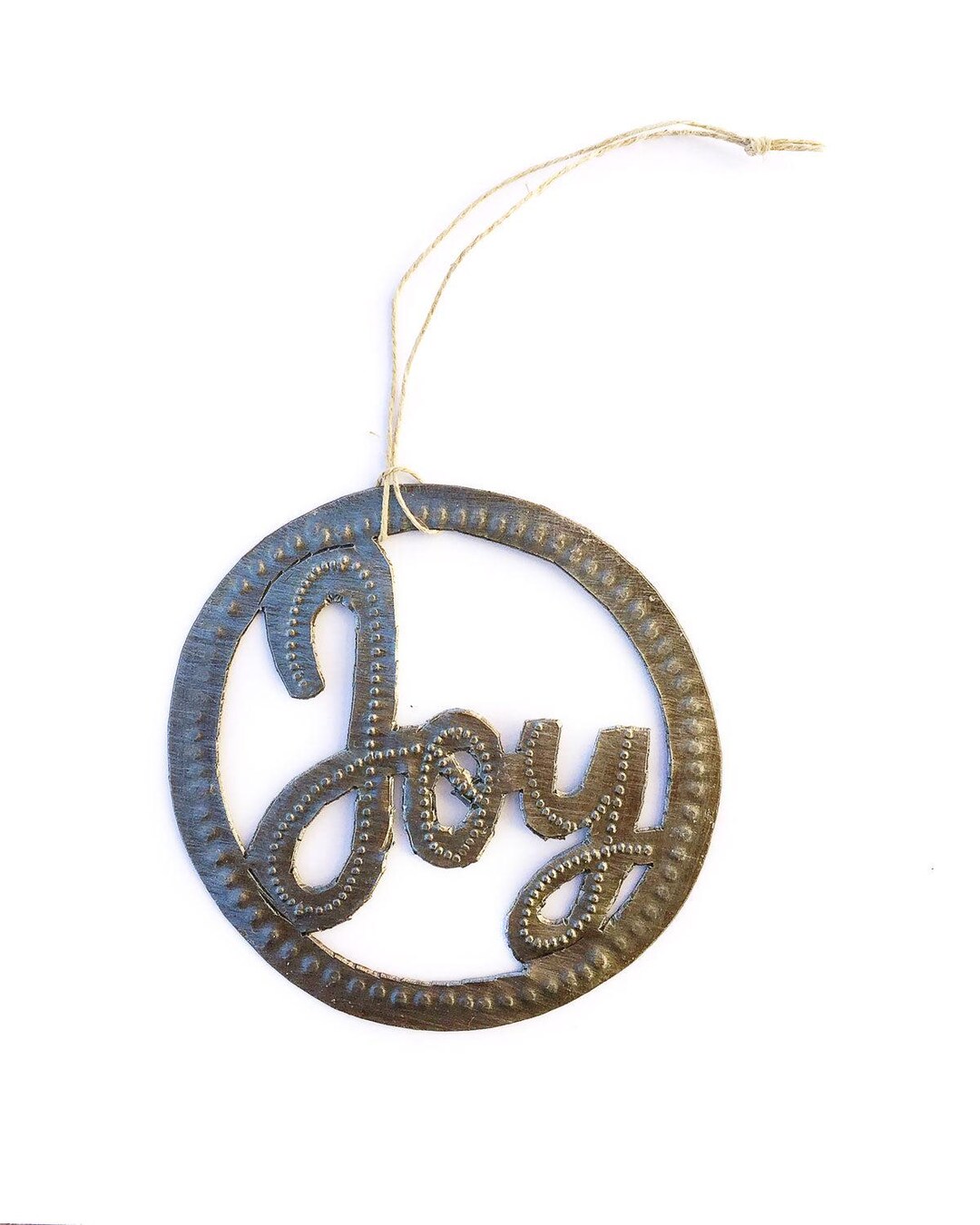 Joy Circle Metal Art Ornament - Etsy