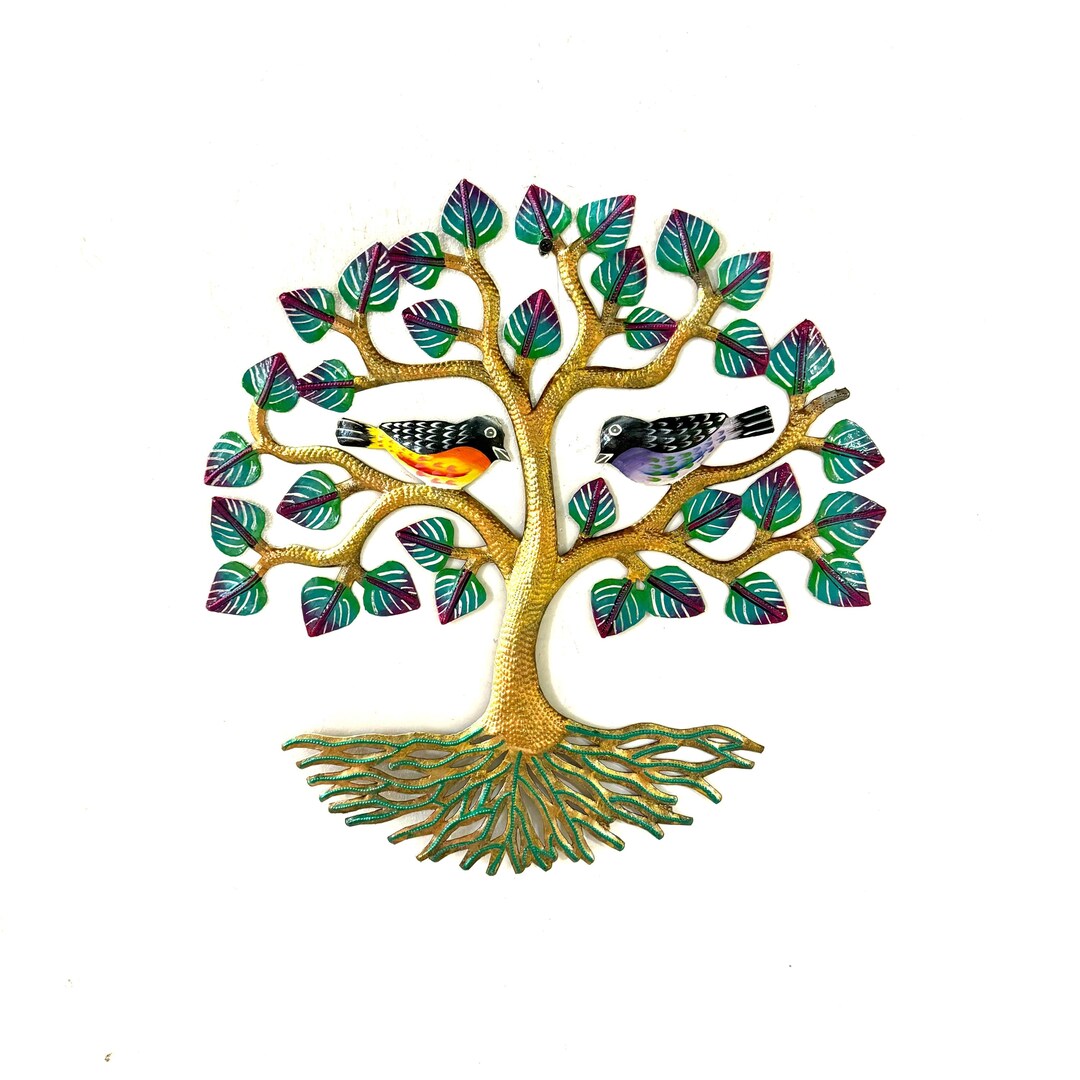 Turquoise Blue Two Birds Tree of Life - Etsy