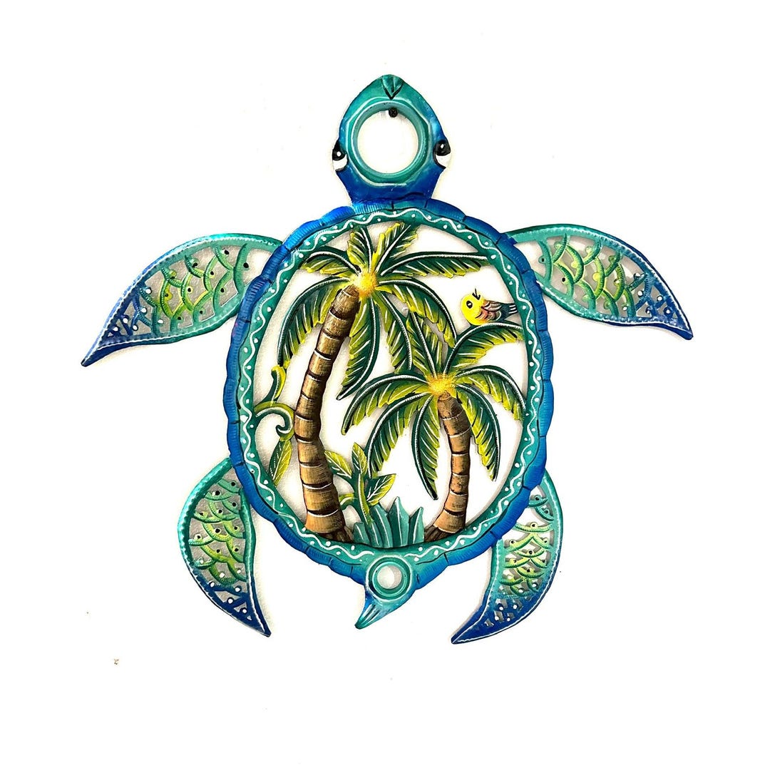 Sea Turtle Metal Wall Art – Handmade Haitian Recycled Oil Drum With ...