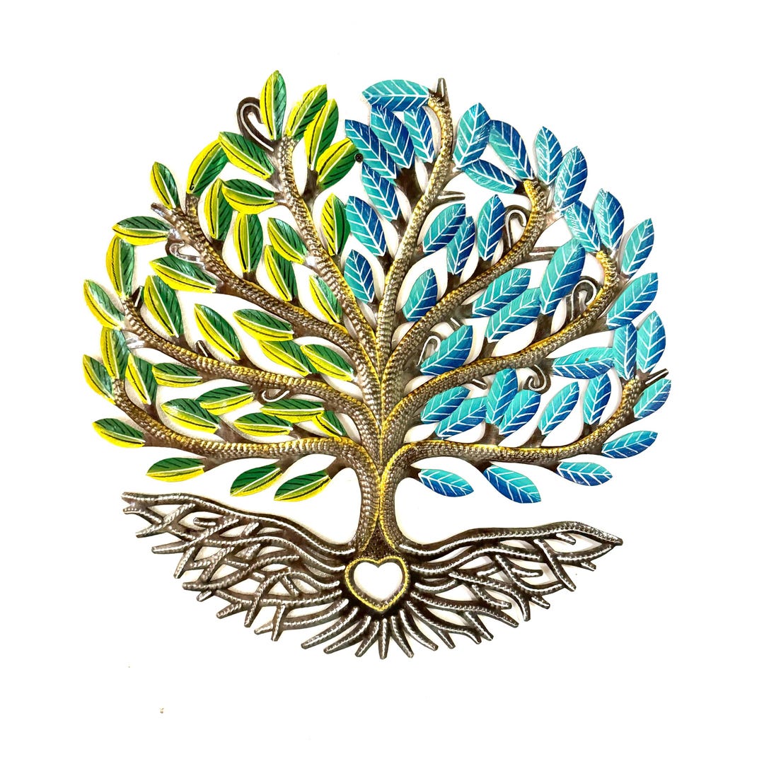 Green Blue Heart Tree of Life - Etsy