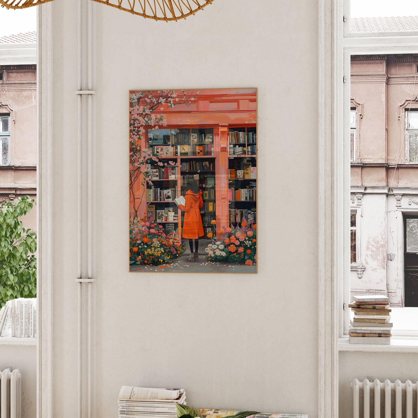 Woman Bookstore Art Print, Woman Painting, Reading Poster, Cute Wall ...