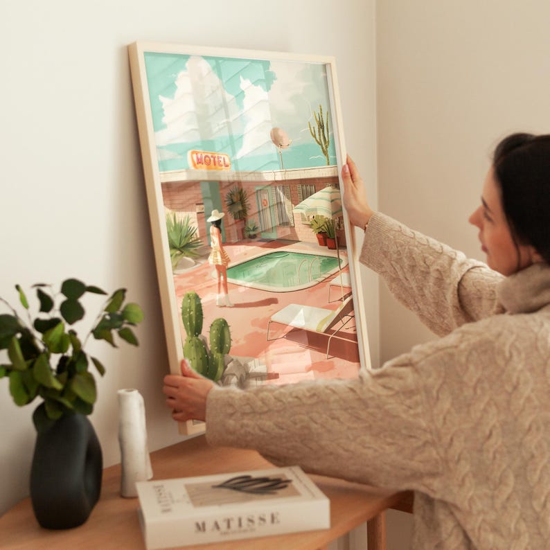 Retro Motel Art Print, Palm Springs Motel, Desert Motel Poster ...