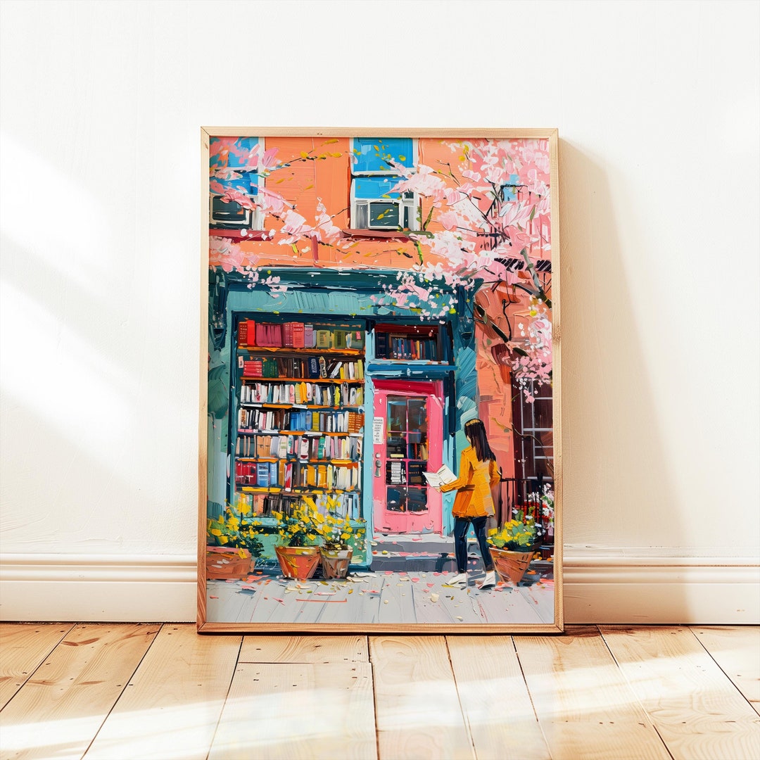 Woman Bookstore Art Print, Woman Painting, Reading Poster, Cute Wall ...