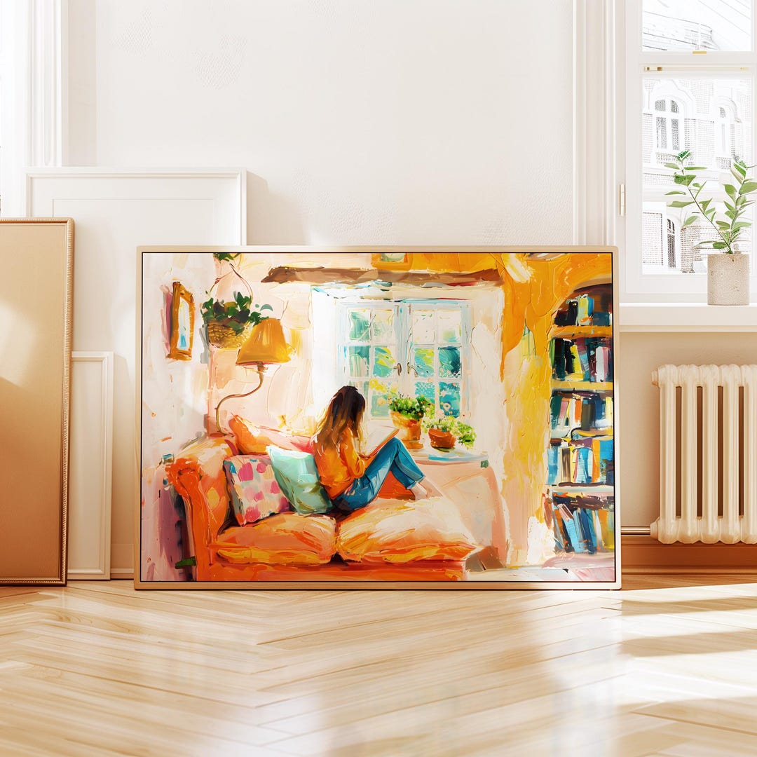 Cozy Reading Art Print, Woman Reading Art, Reading Poster, Cute Wall ...