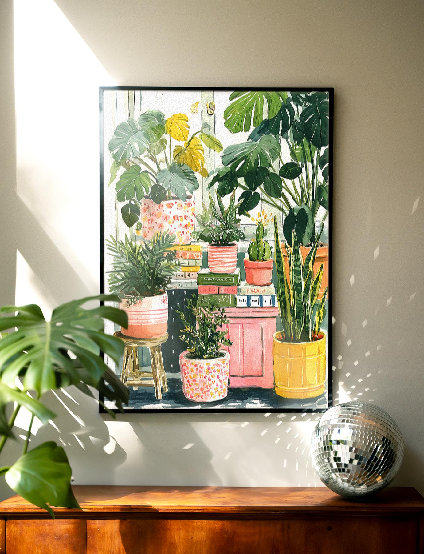 House Plant Art Print, Plant Painting, Plant Poster, Floral Wall Decor ...