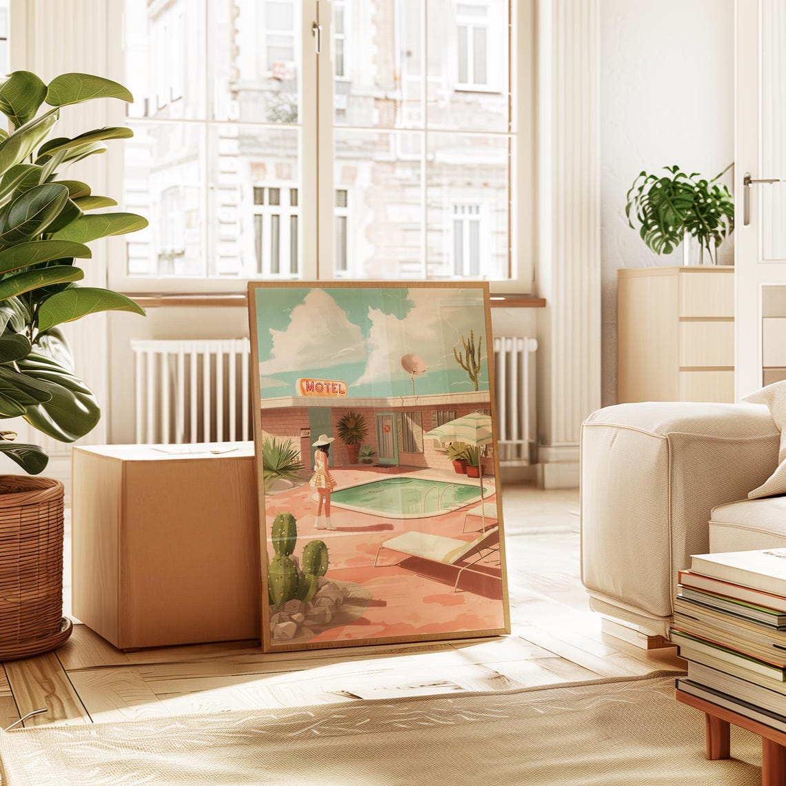 Retro Motel Art Print, Palm Springs Motel, Desert Motel Poster ...