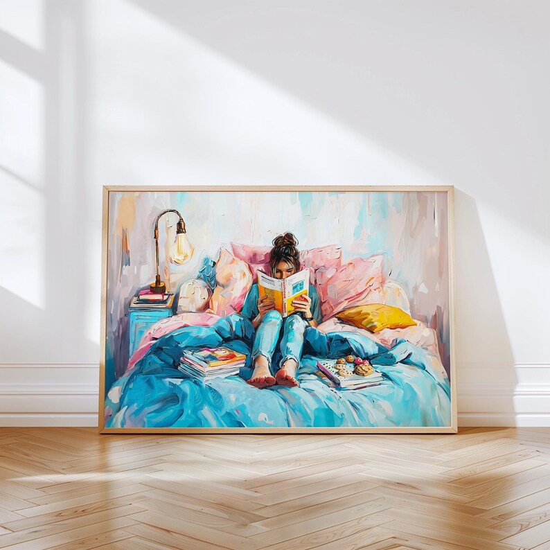 Cozy Reading Art Print, Woman Reading Art, Reading Poster, Cute Wall ...