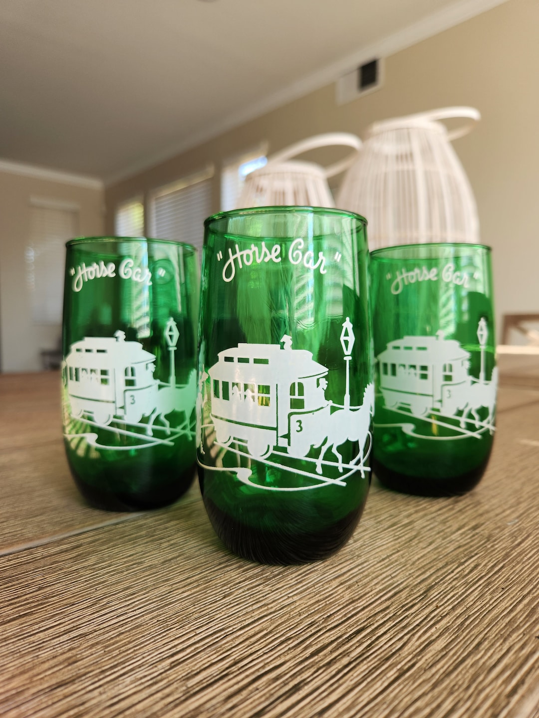 50s Anchor Hocking "horse Car" Roly Poly Green Glass - Etsy