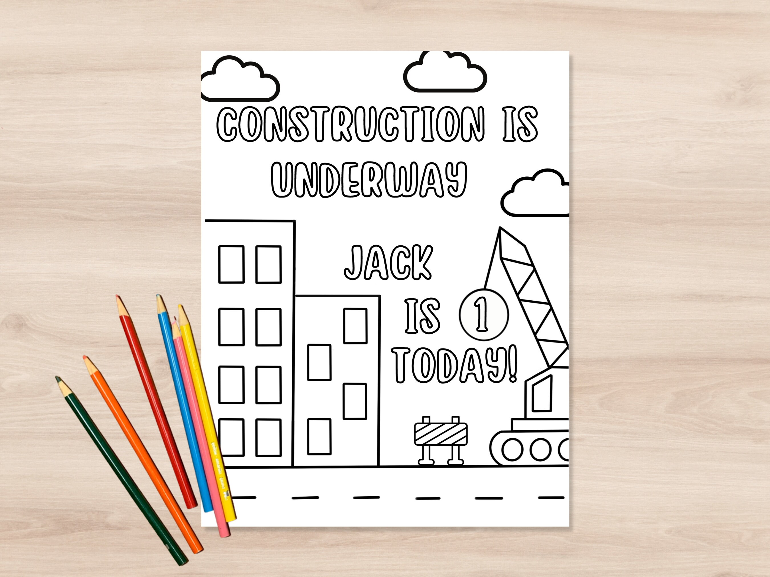 Construction Personalized Coloring Pages, Editable Construction ...