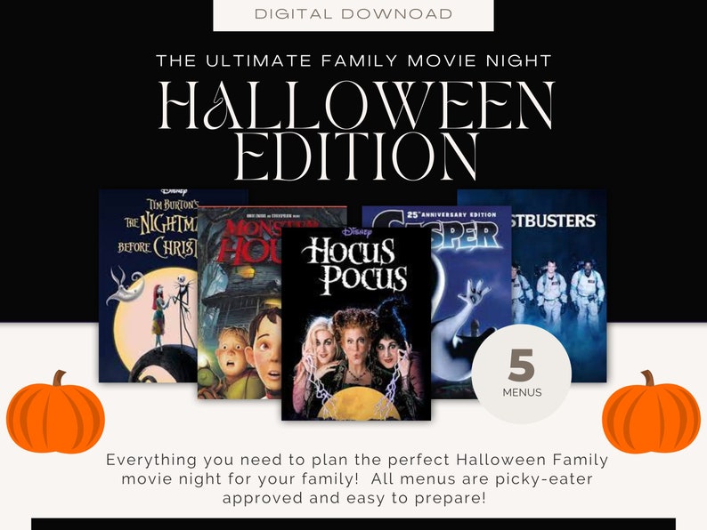Family Movie Night Menu-halloween Edition - Etsy