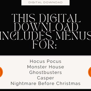 Family Movie Night Menu-halloween Edition - Etsy