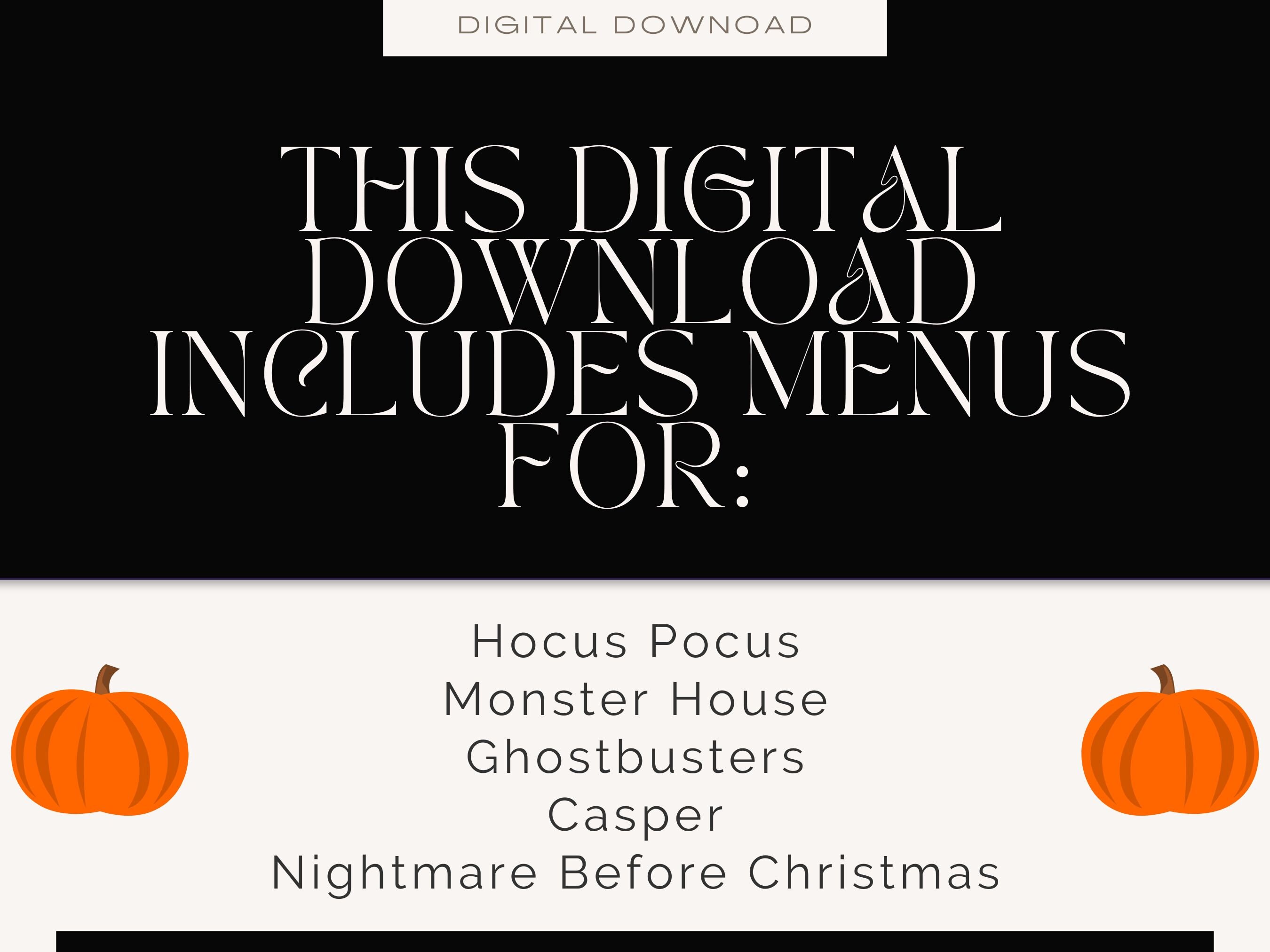 Family Movie Night Menu-halloween Edition - Etsy