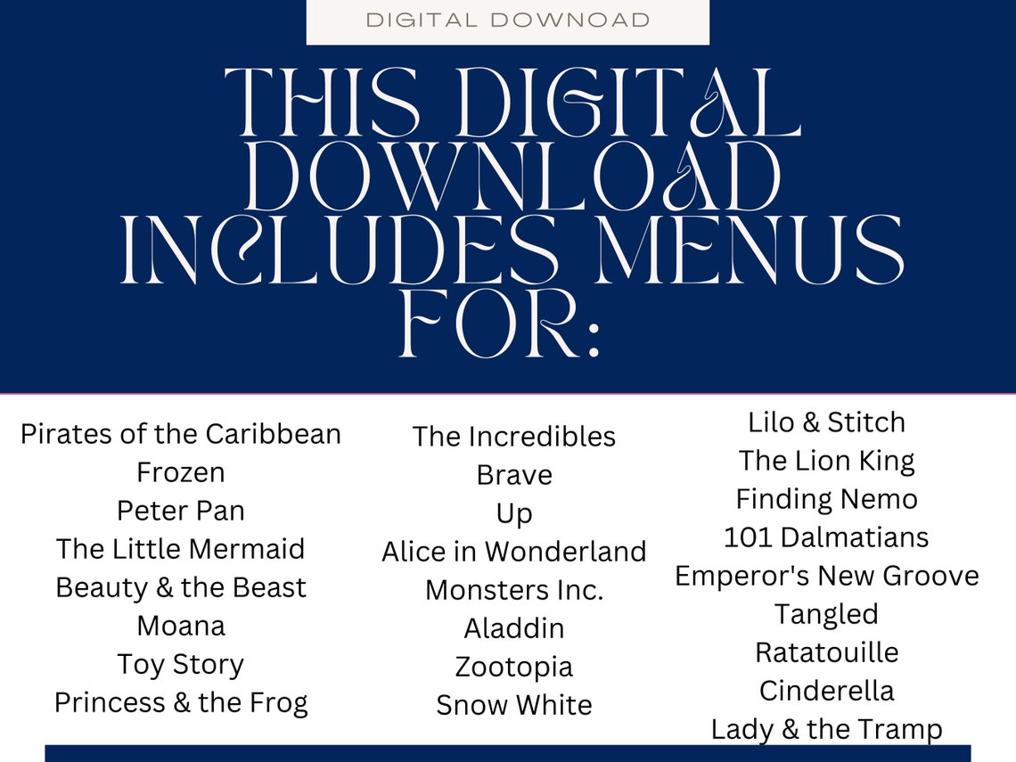 Family Movie Night-25 Menus - Etsy