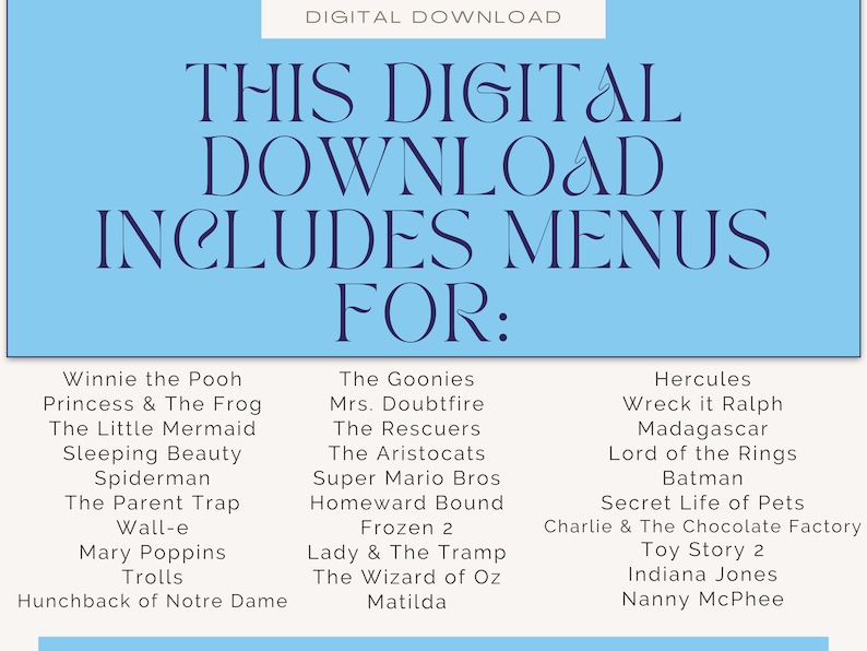 Family Movie Night 2.0 -30 Menus - Etsy