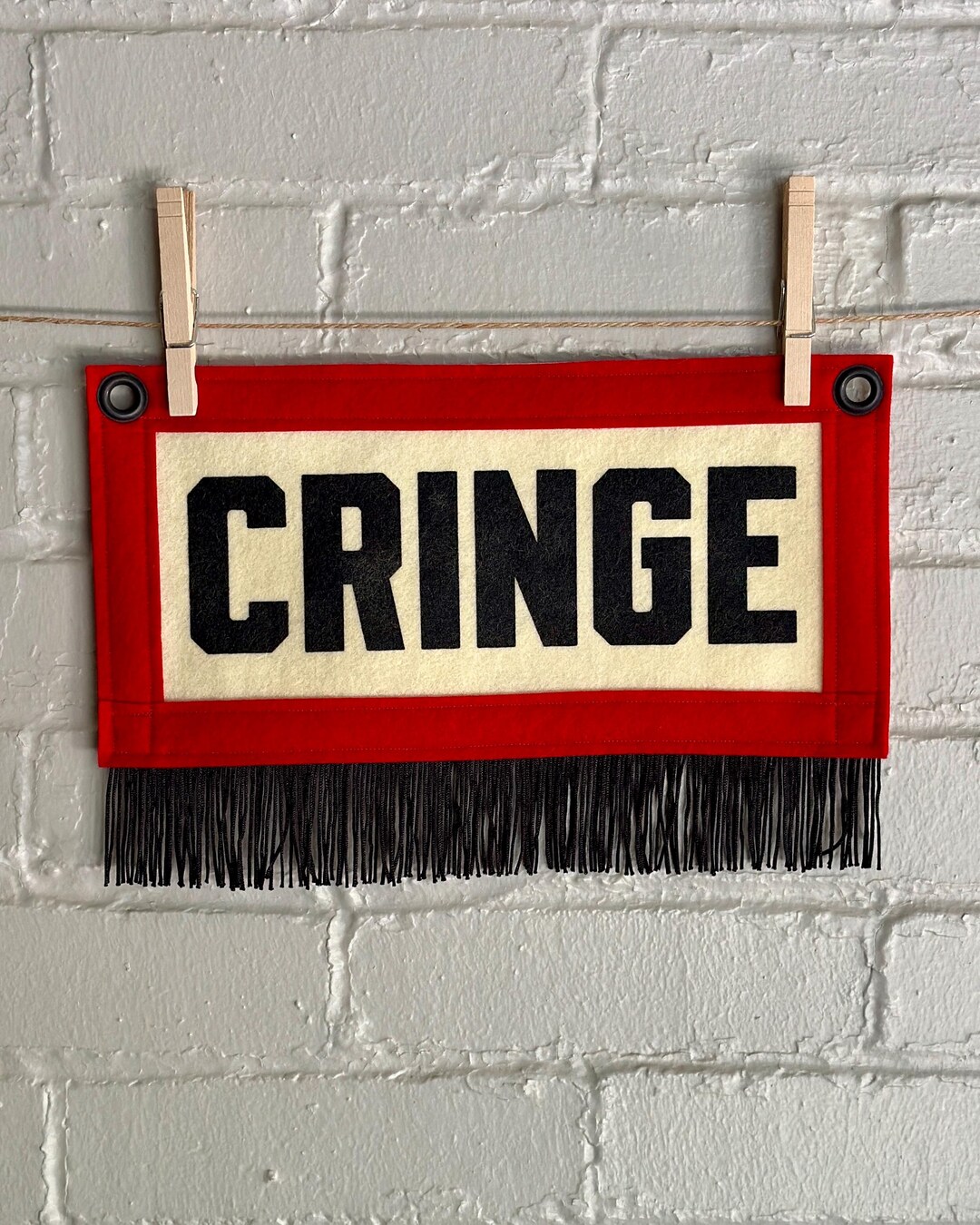 CRINGE- Wool Felt Banner With Fringe | Handmade Wall Decor | Cringe ...