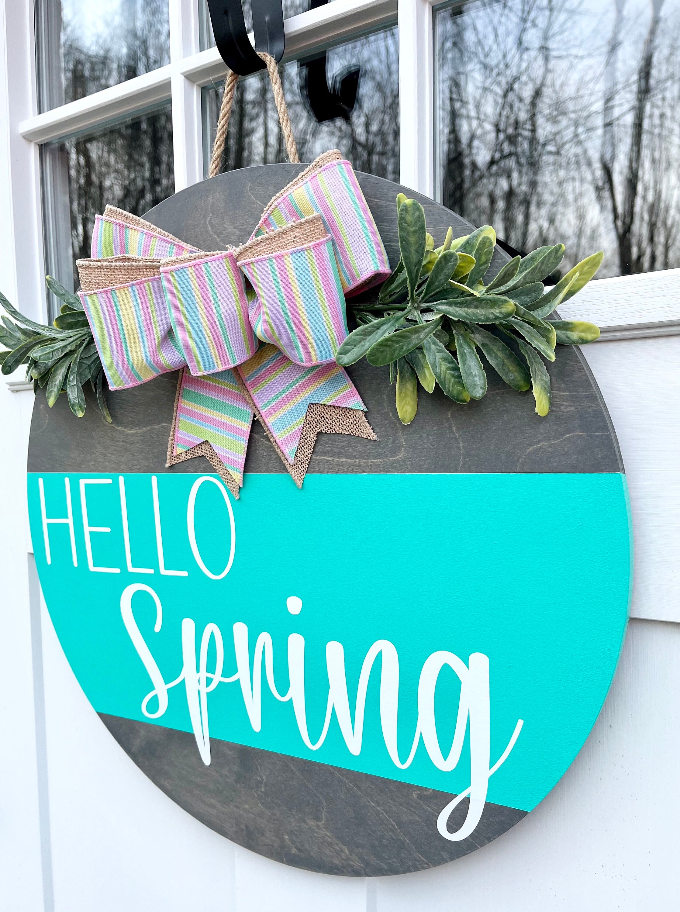 Hello Spring Door Hanger Bright Welcome Sign Easter Front - Etsy