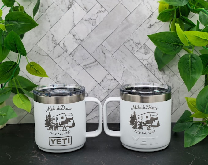 14oz - Carnation Wrap Laser Engraved on a Yeti Mug, With Magslide Lid ...