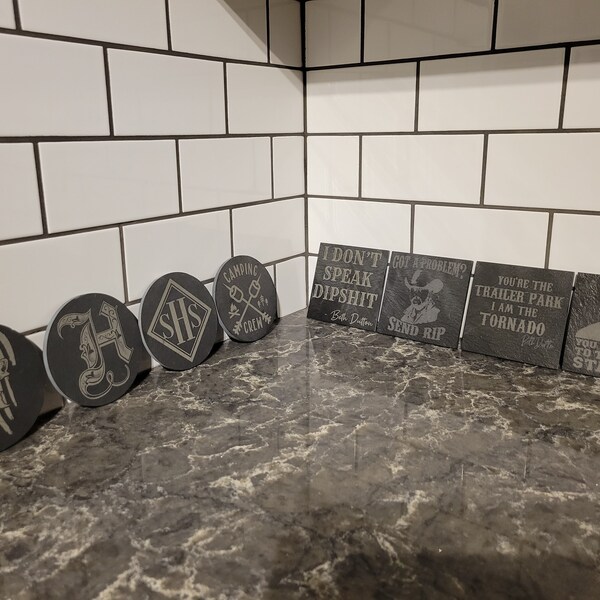 Custom Stone Etched Coasters - Etsy
