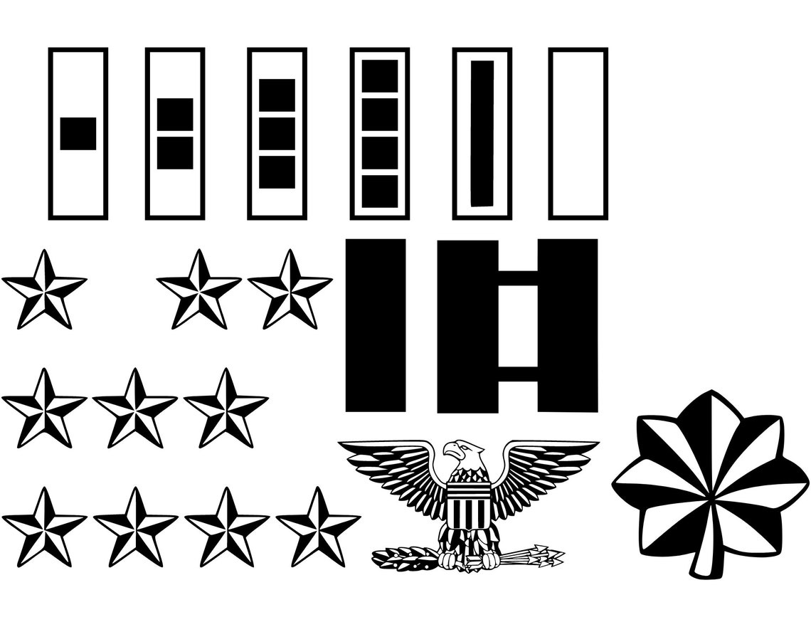 US Army Officer Rank Bundle - Veteran Svg - Army Rank Png -1LT - Cpt ...