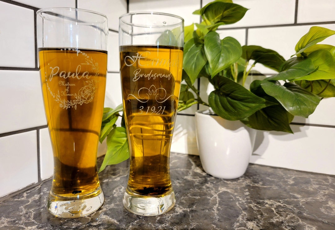Personalized Pilsner Glass - Wedding Party Drinkware - Custom Groomsman ...