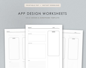 Iphone 14 App Design Worksheets UX/UI Wireframes Printable - Etsy