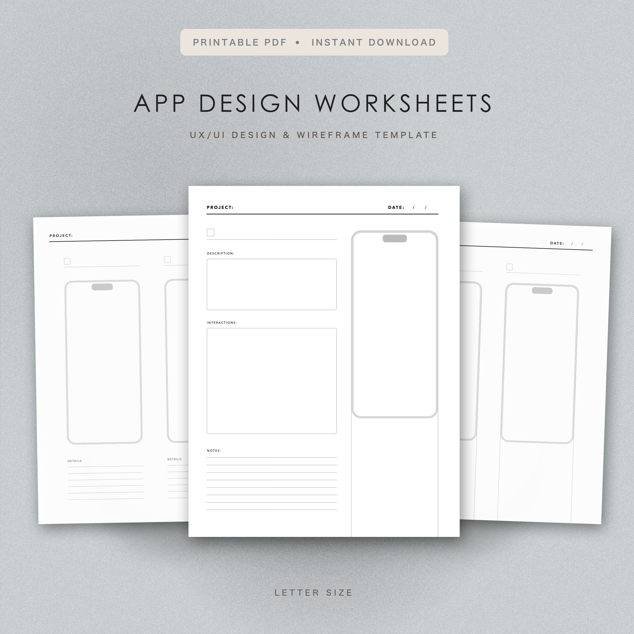 IPhone 14 App Design Worksheets - UX/UI Wireframes - Printable ...