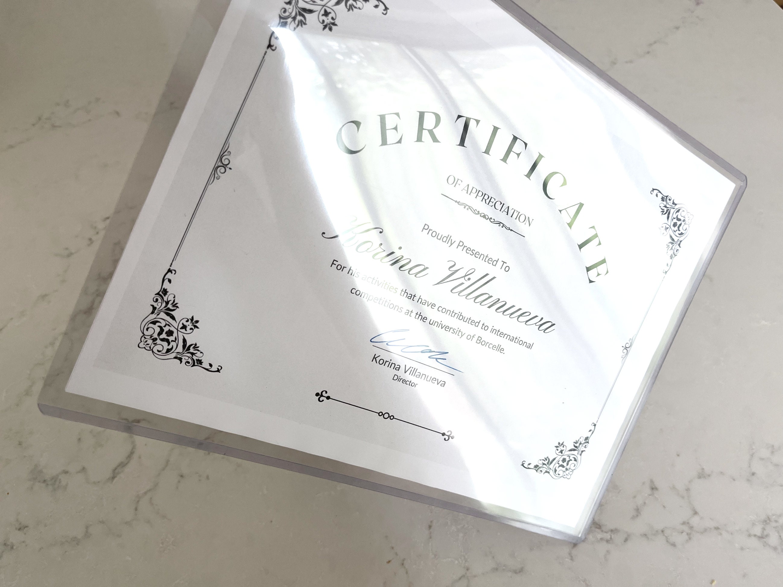 Heavy Duty Protective Cover for Certificates - 8.5x11 Sturdy Plastic ...