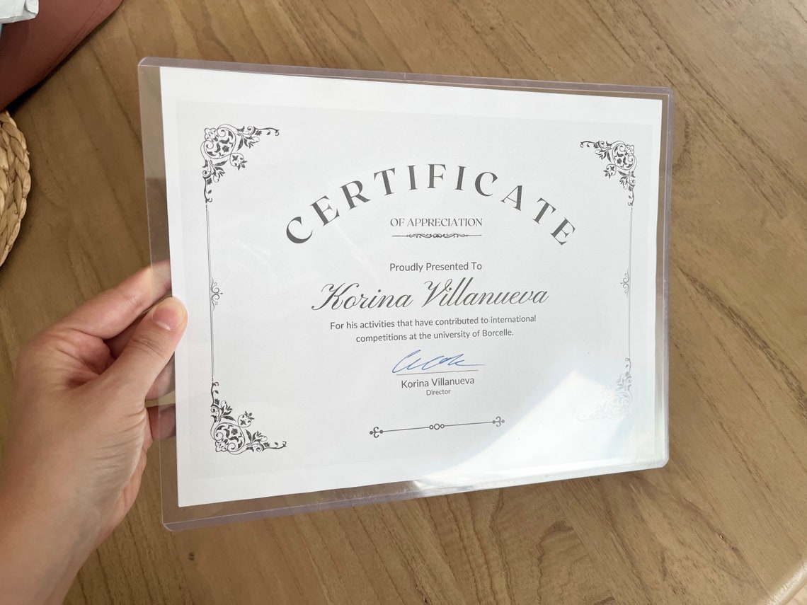 Heavy Duty Protective Cover for Certificates - 8.5x11 Sturdy Plastic ...