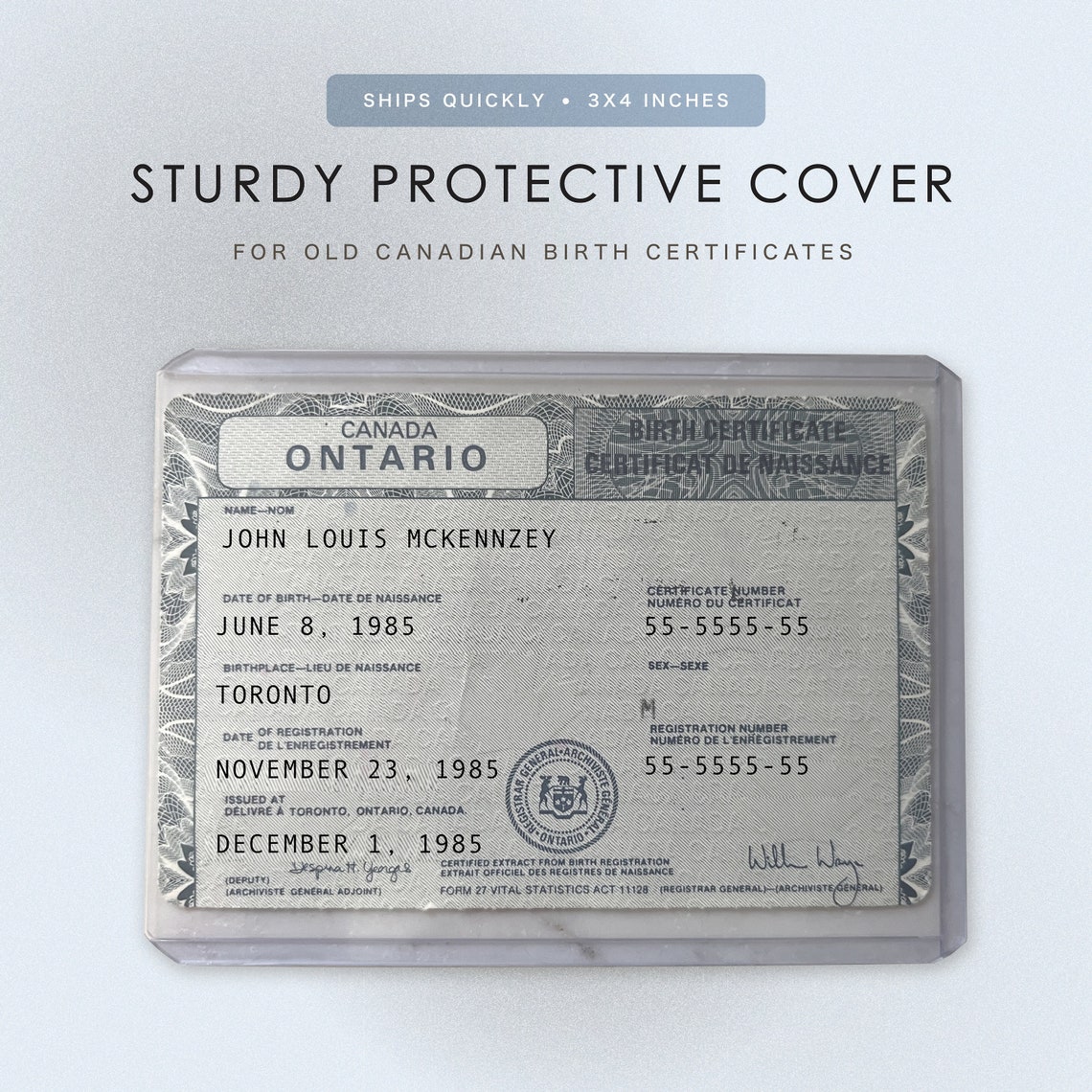 Clear Plastic Cover for Old Birth Certificates - 3x4 Protective Holder ...