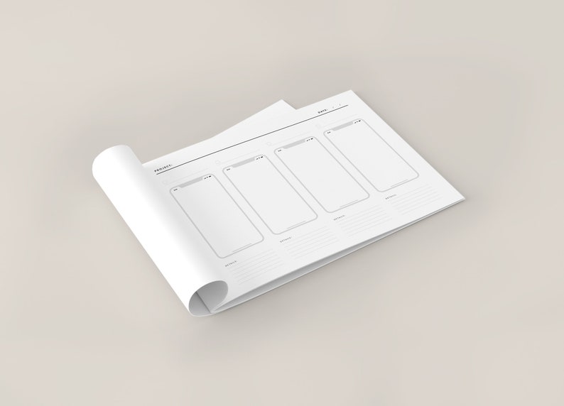 App Design Printable Sketchbook - Mobile UX/UI Wireframe Template - PDF ...