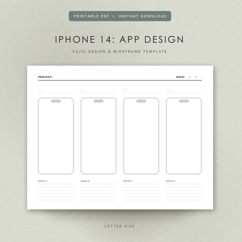 IPhone 14: App Design Notepad - UX/UI - Printable PDF Wireframe ...