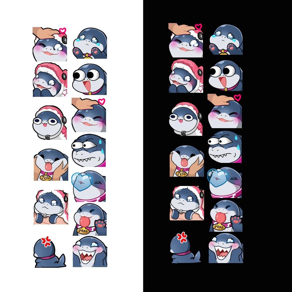 Jeff the Land Shark Mega Emote Pack 13x Static Emotes - Etsy